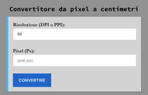 Convertitore da pixel a centimetri