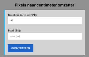 Pixels naar centimeter omzetter