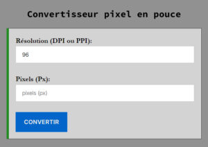 Convertisseur pixel en pouce