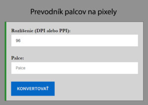Prevodník palcov na pixely