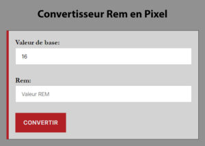 Convertisseur Rem en Pixel